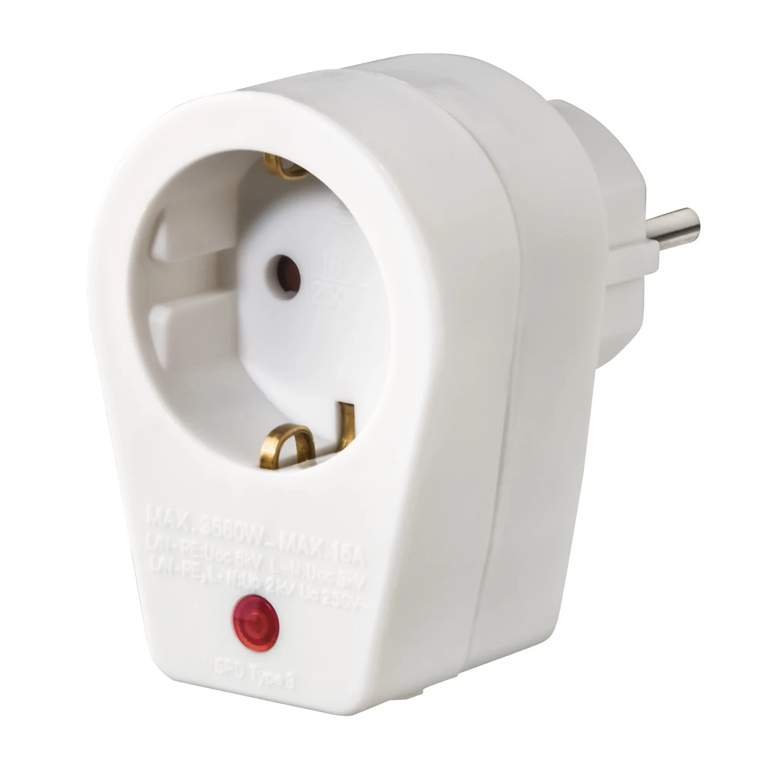 Stopcontactadapter, geaard stopcontact, overspanningsbeveiliging, wit ...